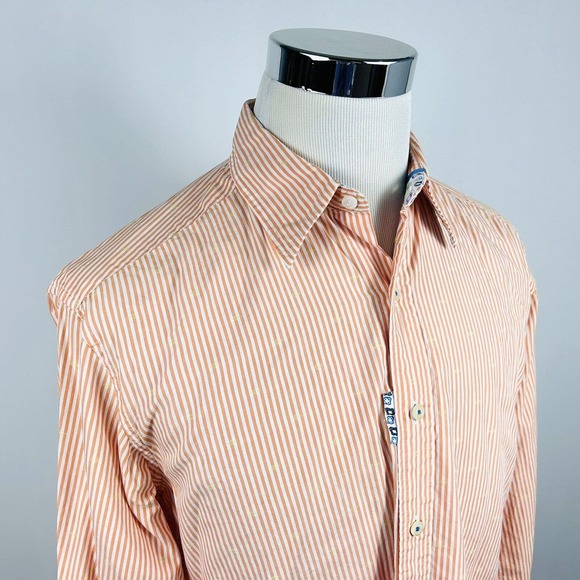 Robert Graham | Shirts | Robert Graham Medium Freshly Laundered Shirt Orange White Striped ...